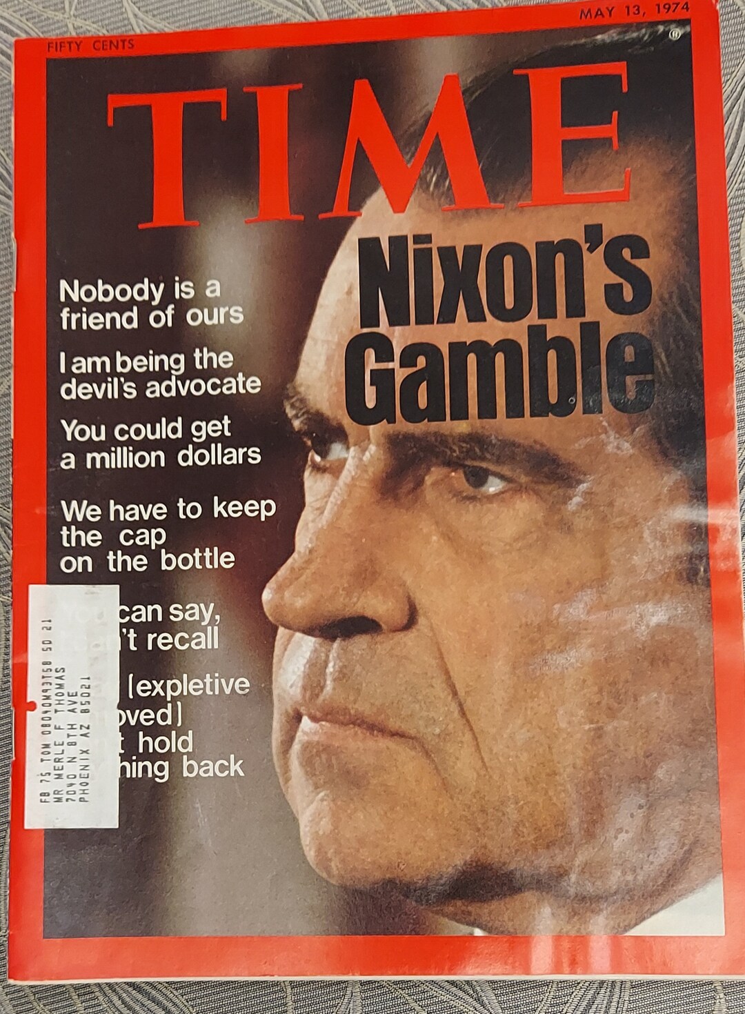 1974 Time Magazine, Nixon's Gamble, Vintage Time Magazine - Etsy