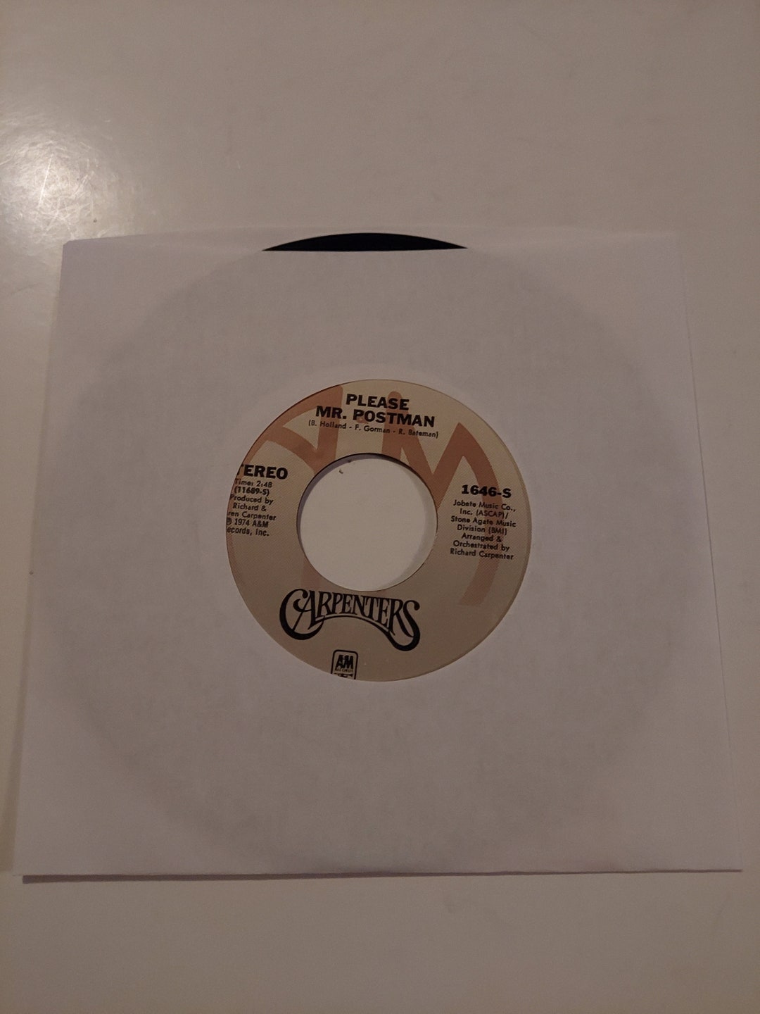1974 the Carpenters, Please Mr. Postman, the Masquerade, 45 Record ...