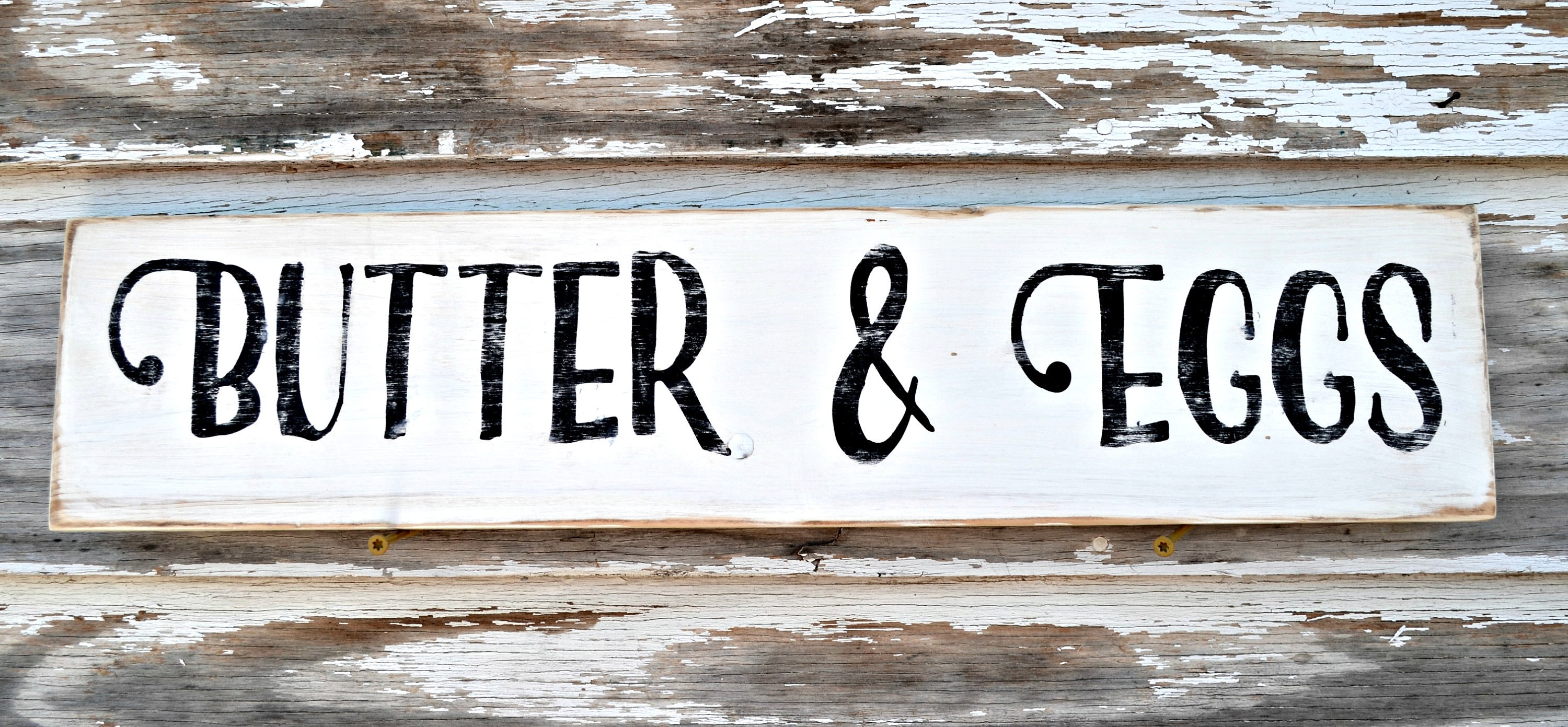 Butter and Eggs. Wooden Sign Farmhouse Sign White | Etsy