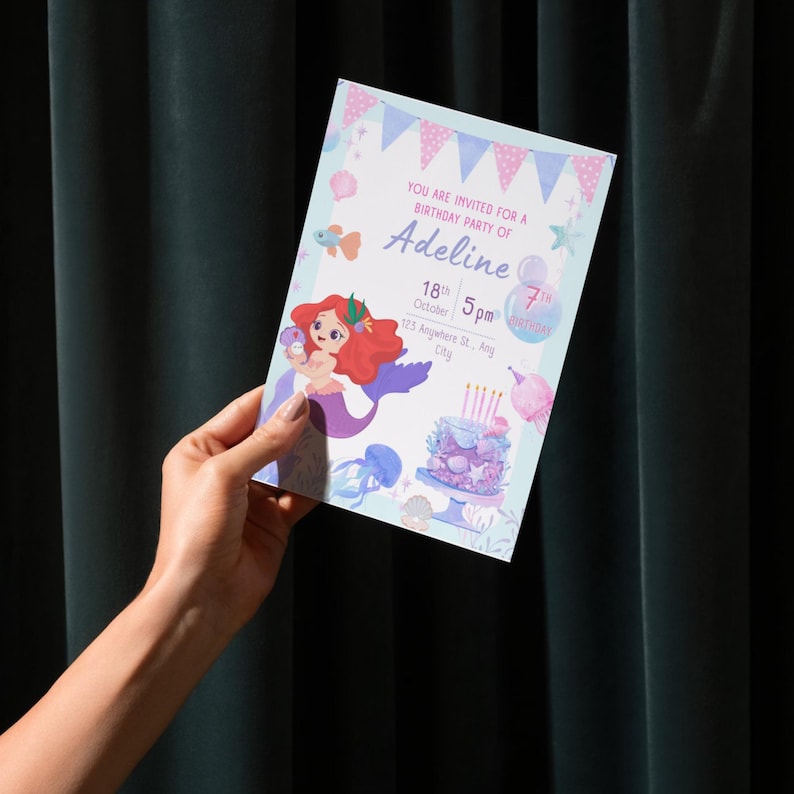 Adeline's Mermaid Birthday Invitation for Her I Ocean Theme Birthday ...