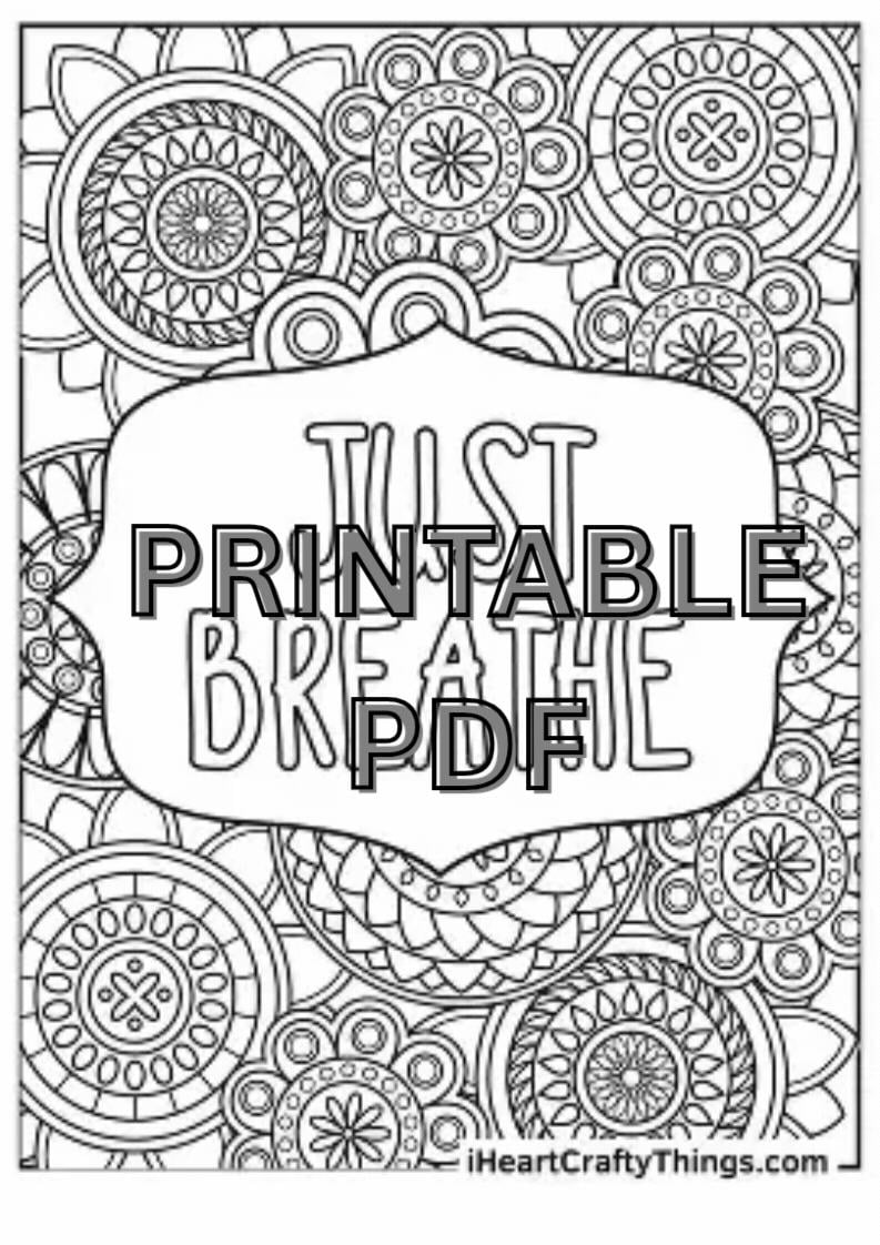 Just Breathe” Coloring Page for Adults | Stress Relief Printable ...