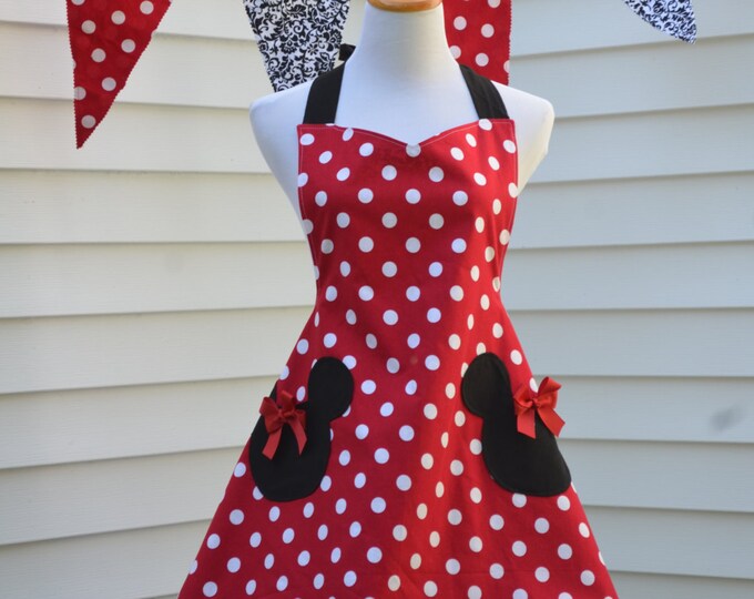 Minnie Mouse Apron, Womens Full Cooking Apron, Reversible Apron,the ...