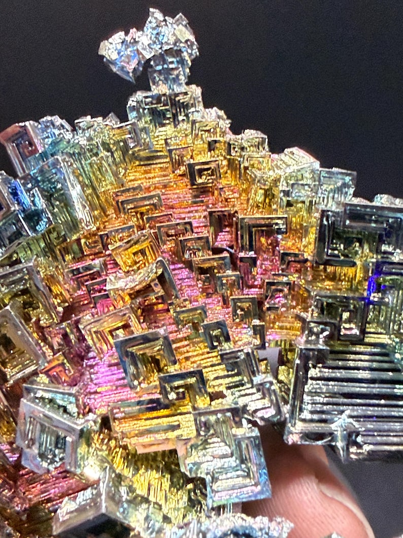 Lab Grown Bismuth Crystal | Rainbow Hopper Geometric Mineral Display - Etsy