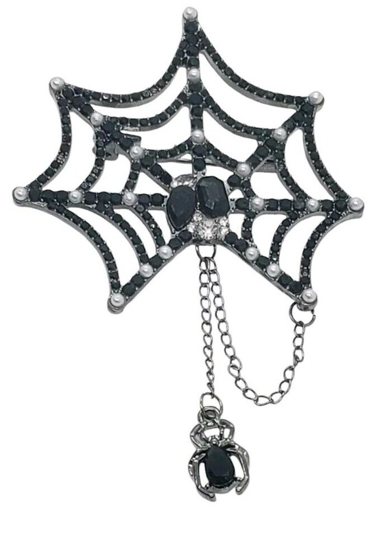 black rhinestone spider - Gem