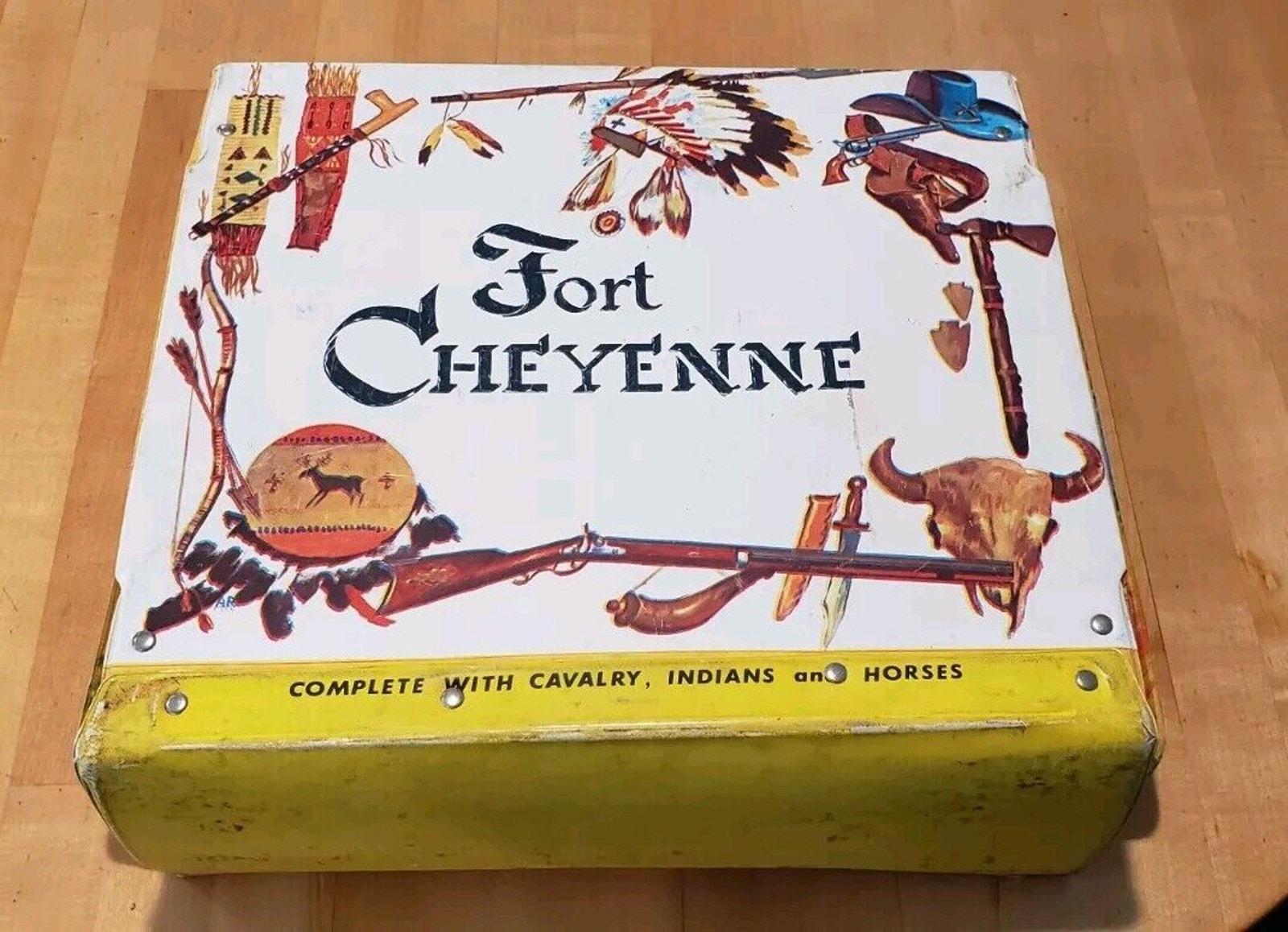 Vtg Toy Ideal Fort Cheyenne Playcase With Cowboys Indians Horses ...