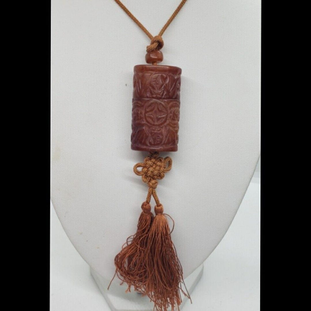 Vintage Inro Hand Carved Box Dyed Gemstone Necklace Japanese - Etsy