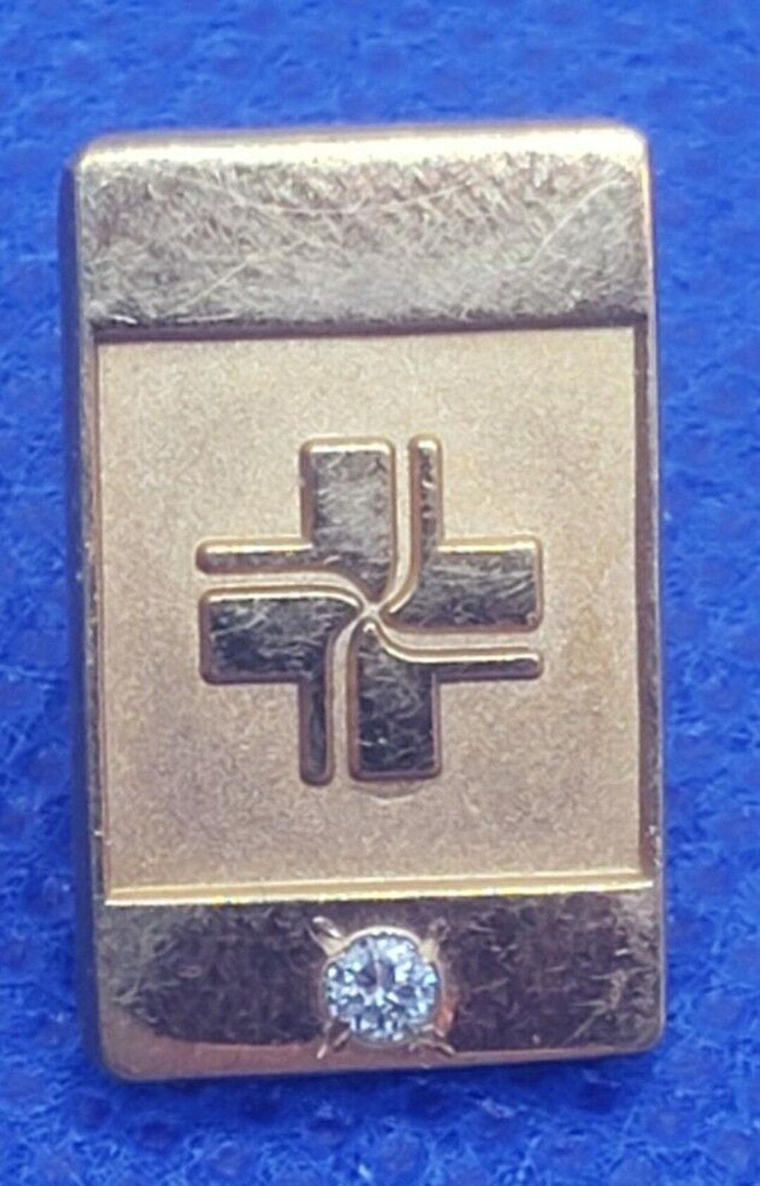 Vintage Pin Tie Tack Cross Logo 10k Gold Filled Diamond Employee Award ...