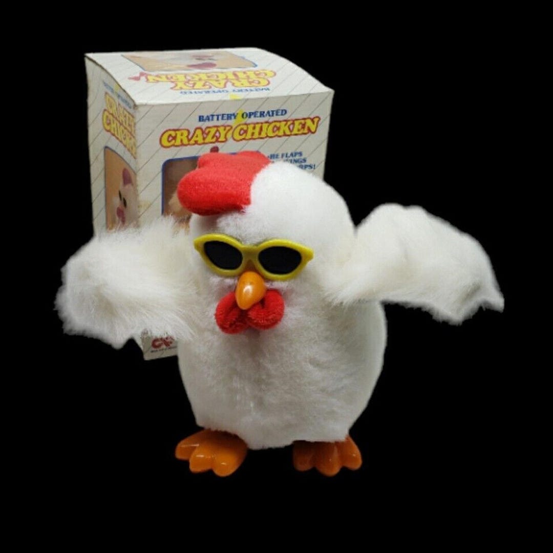 Vintage 1986 Crazy Chicken Flaps Wings Chirps & Walks Clean in Orig Box ...