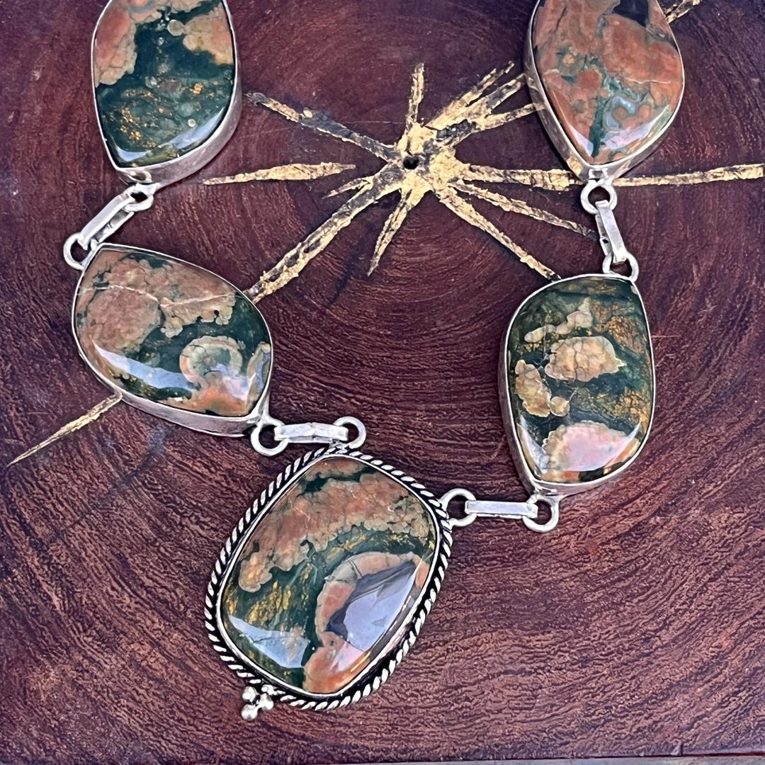 Vintage Rhyolite Necklace Gemstone Statement Jewelry Forestcore - Etsy
