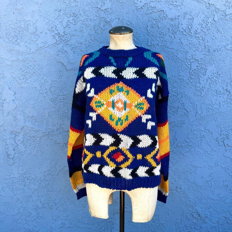 90s Colorful Sweater - Etsy