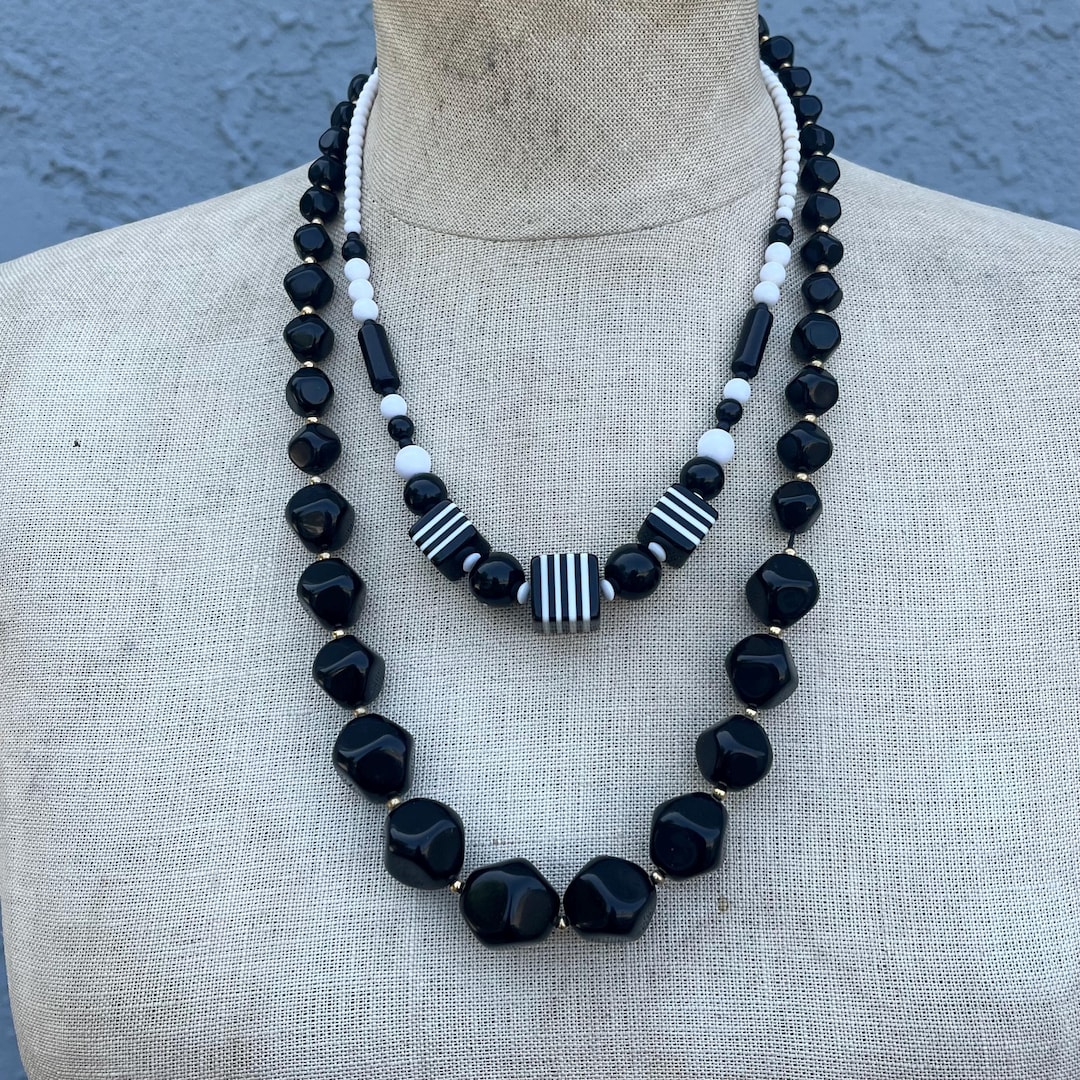 Vintage 80's Jewelry Necklace Set With Beaded Costume Jewelry New Wave ...