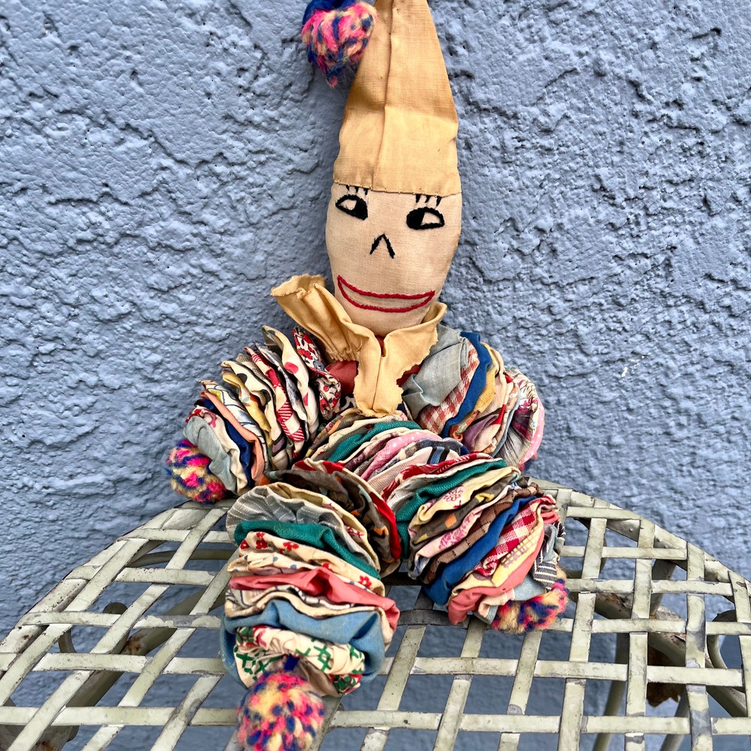 Vintage Clown Doll Retro Textile Yo-yo Clowns Handmade Kitsch Weird ...