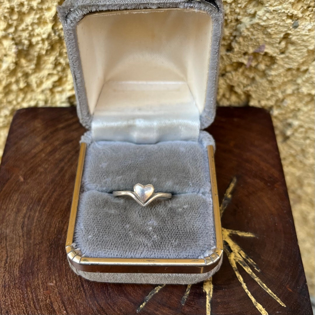 Vintage Heart Ring Adjustable 90's Love Jewelry in Sterling Silver - Etsy