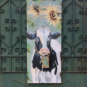 French Country Hand Painted Milk Cow Painting, Francaisdemarche, French ...