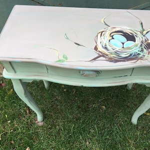 SOLD! French Country Hand Painted Bird's Nest Table, Painted Furniture ...