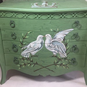 SOLD! French Country Hand Painted Chest With Crown Painting, Painted ...