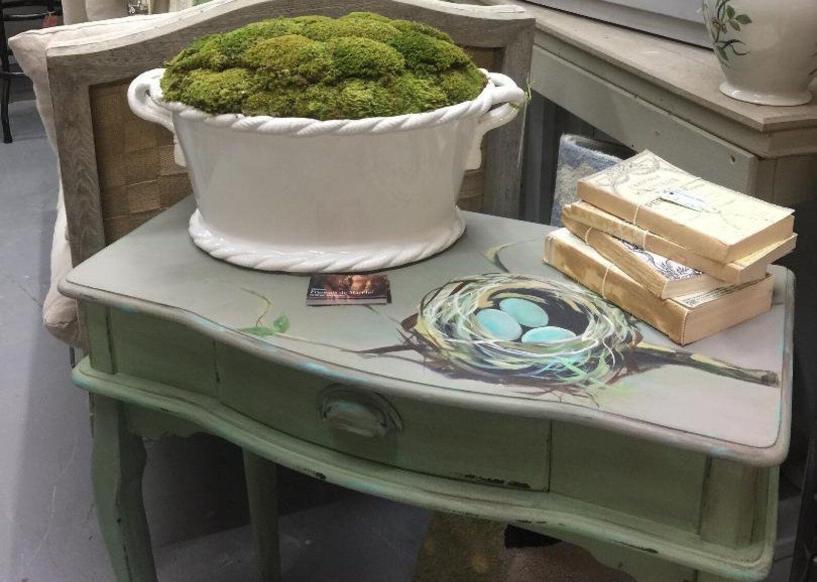 SOLD French Country Hand Painted Bird's Nest Table - Etsy