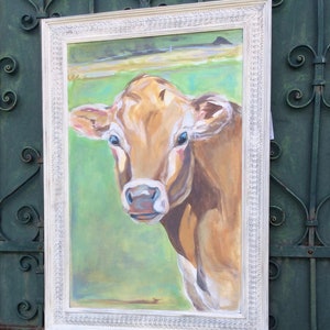Farmhouse Cow Painting, French Country Hand Painted Decor, Painted ...