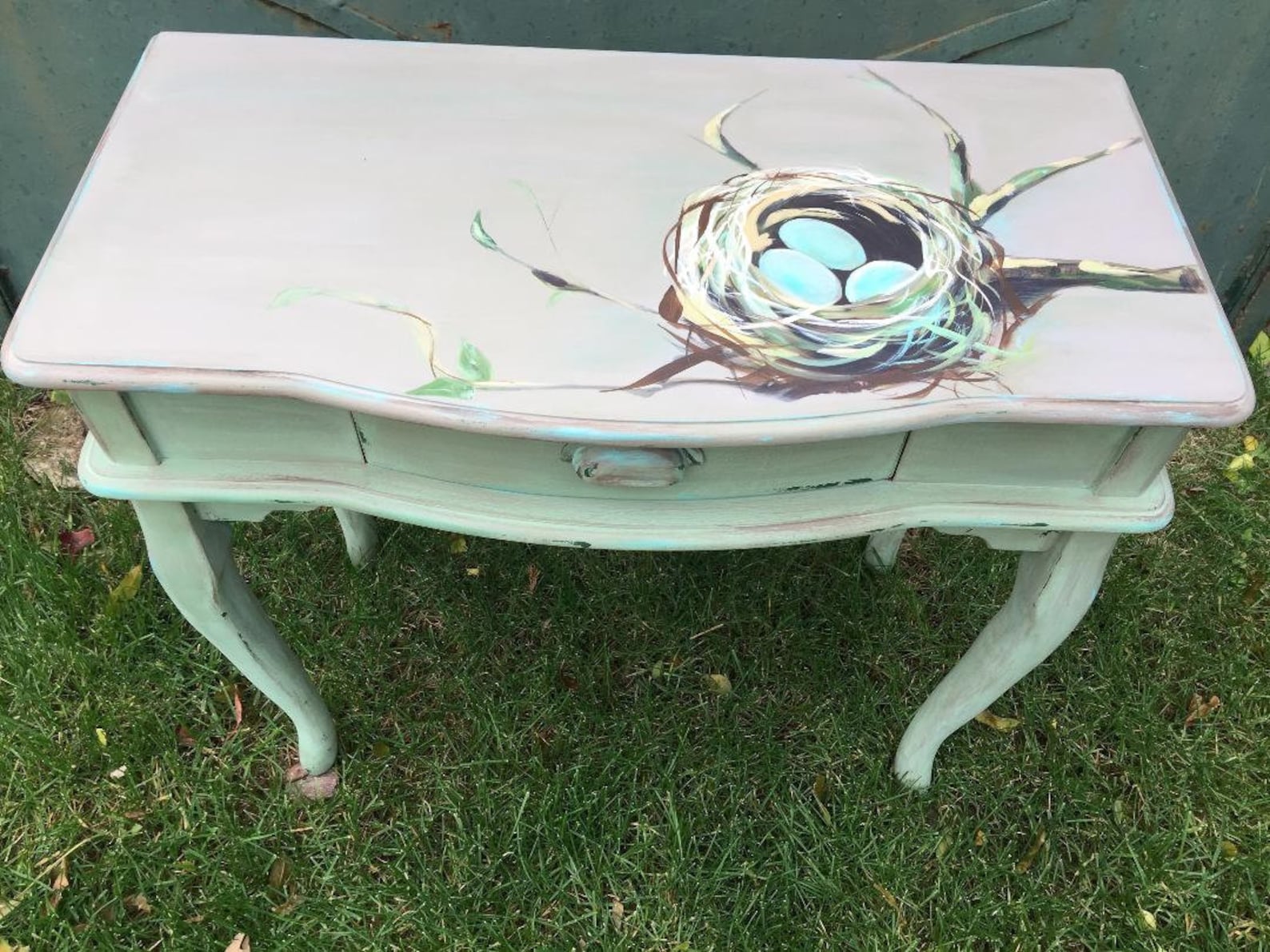 SOLD French Country Hand Painted Bird's Nest Table - Etsy