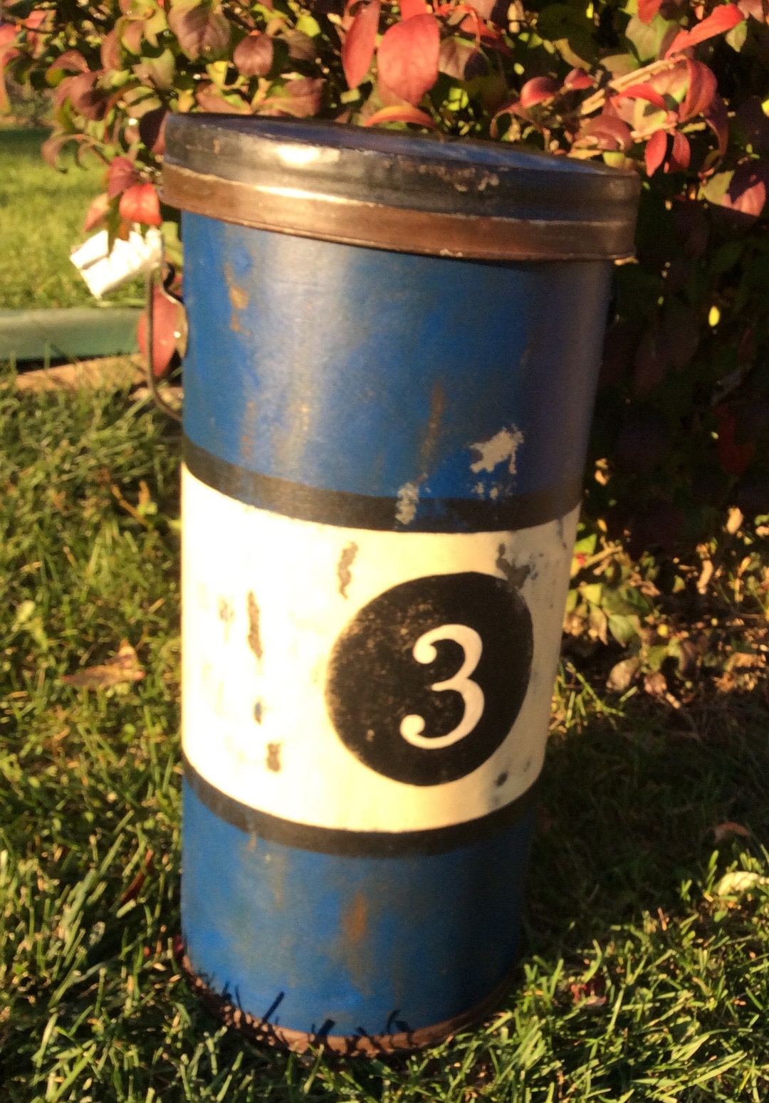 Vintage French, Country French Bleu Hand Painted Storage Tin, French ...