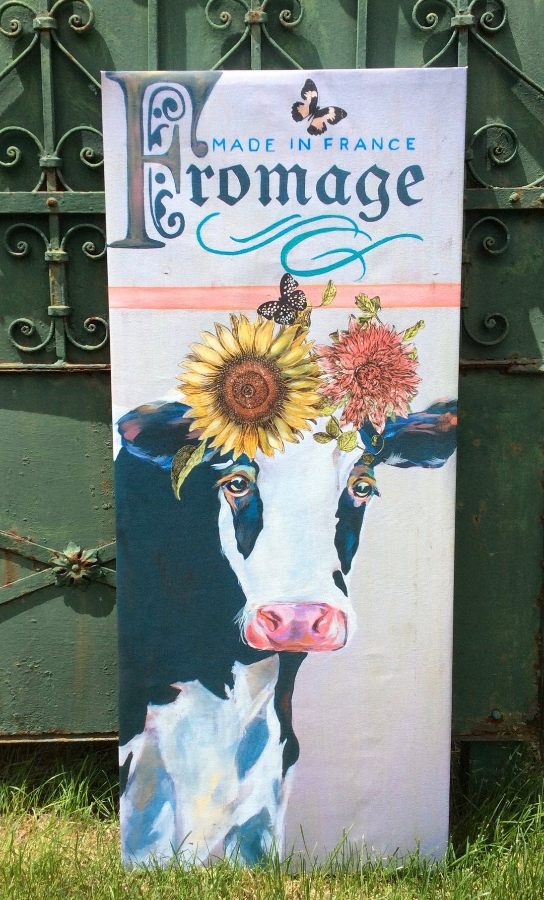 SOLD! French Country Farmhouse Cow Painting Printed and Painted on ...