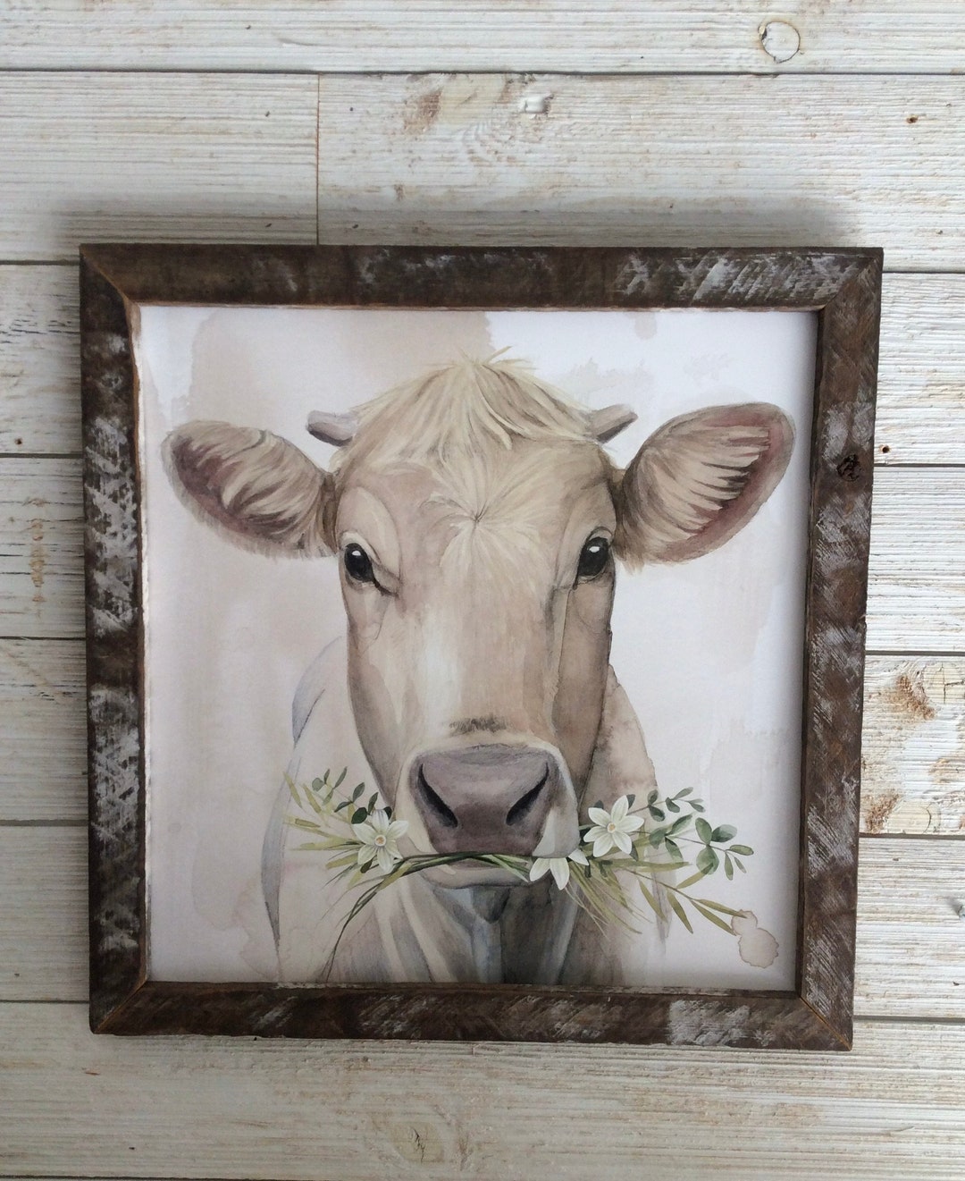 Farmhouse Cow Print in Kiln Dried Reclaimed Barn Wood Frame ...