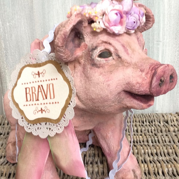 Vintage Pink Pig - Etsy