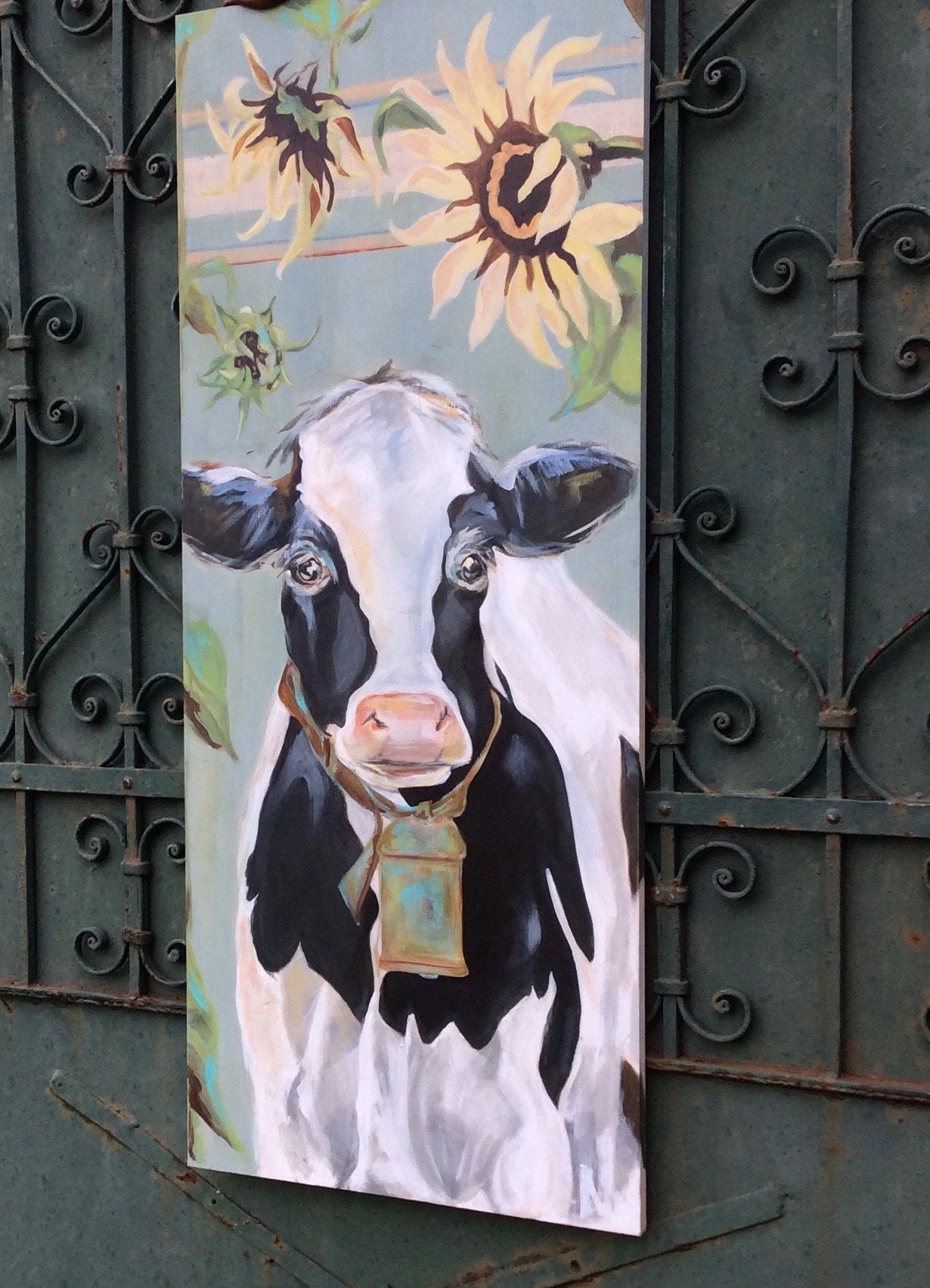 French Country Hand Painted Milk Cow Painting, Francaisdemarche, French ...