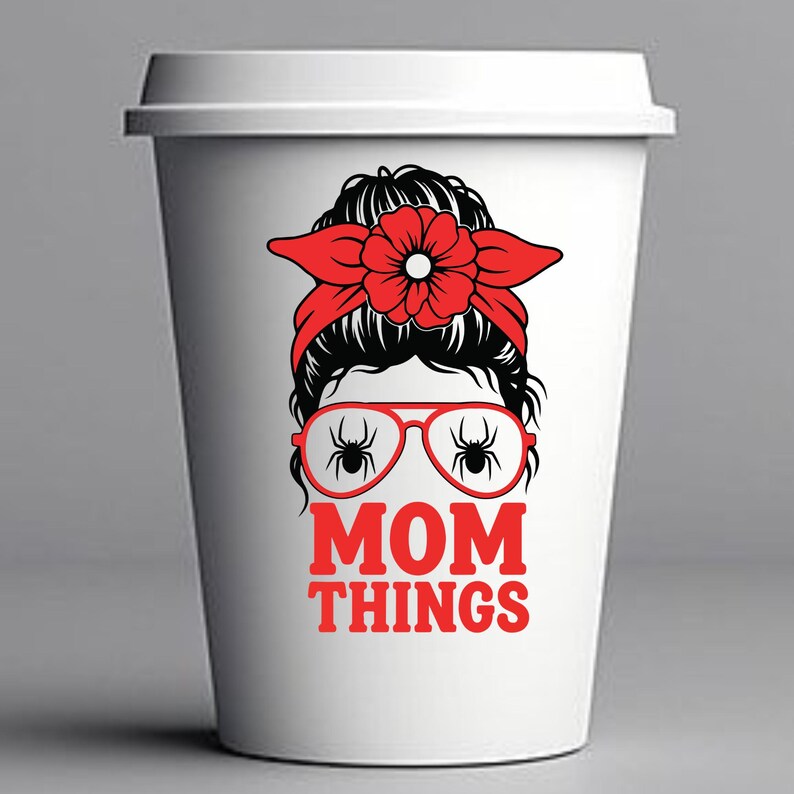 Mom Things SVG PNG, Messy Bun Demogorgon Sublimation, Stranger Mama ...