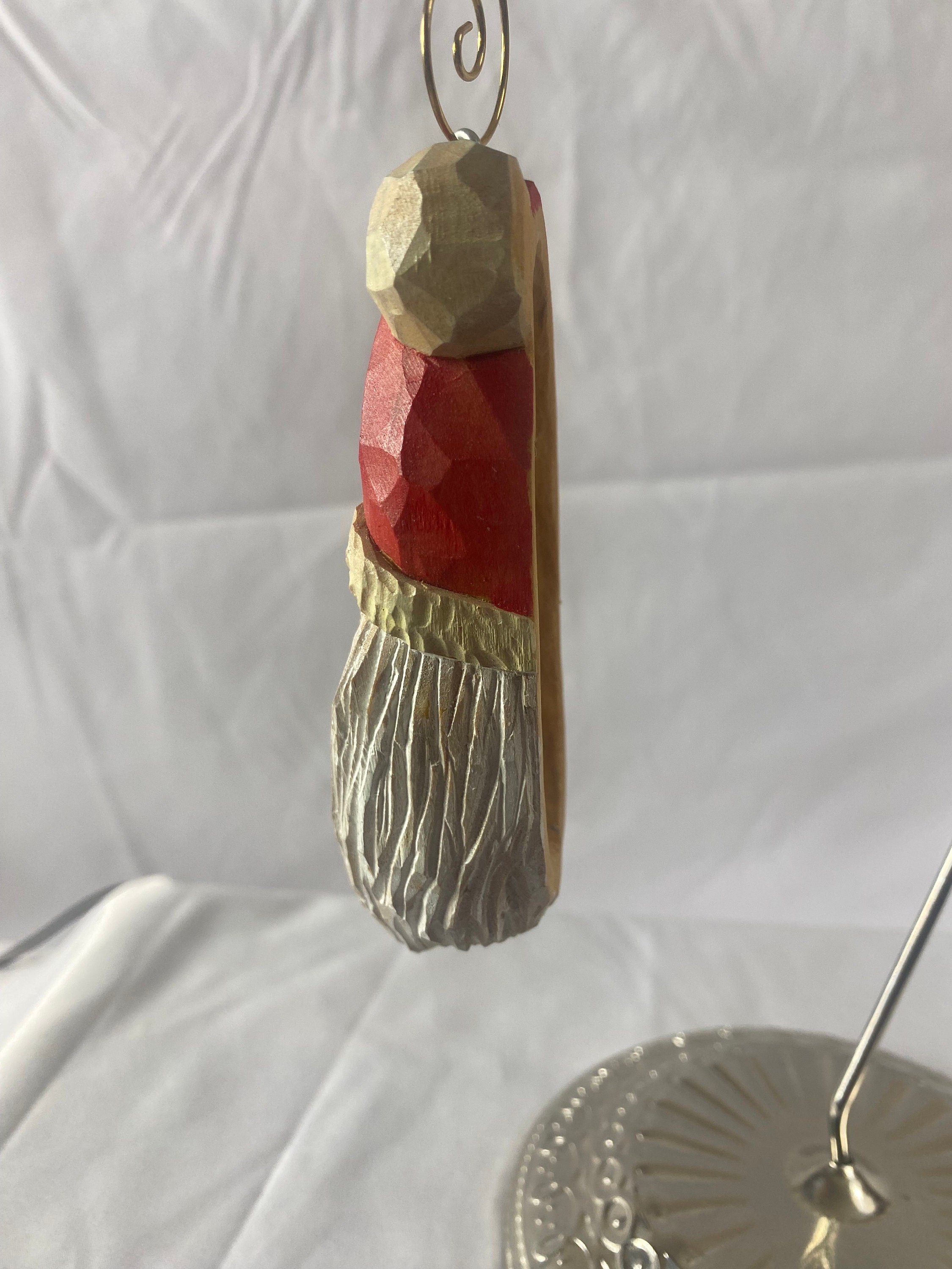 Hand Carved Santa Ornament. This Guy Has a Hat to Big With One Eye ...