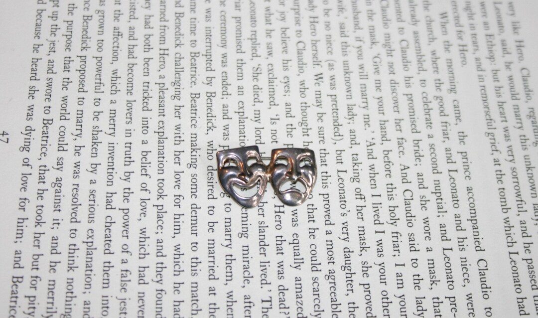 Comedy Tragedy Sterling Mask Brooch Sterling Silver Greek Drama Theater ...
