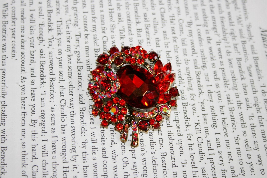 Massive Glam Ruby Red Brooch -aurora Borealis Statement Piece - Etsy