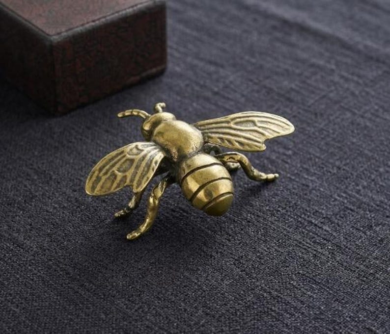 Bronze Bee Figurine, Brass Bee Sculpture, Vintage Style Bee Decor ...