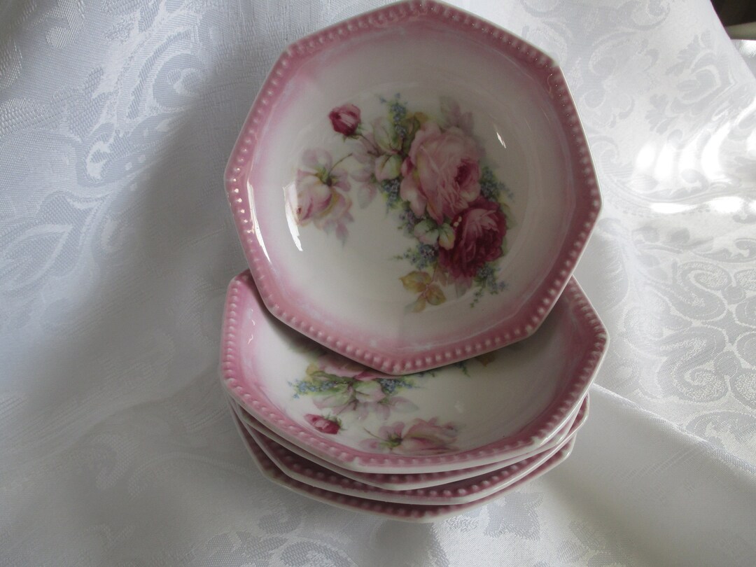 Vintage Otto Grunert - German Porcelain Rose Floral Dish - Set of 5 - Etsy