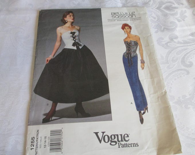 Vogue Designer Pattern 1255 - Bellville Sassoon Misses Bustier & Skirt ...