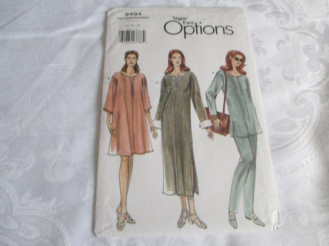Vogue Pattern 9494 - Vogue Easy Options - Misses Tunic, Dress & Pants ...