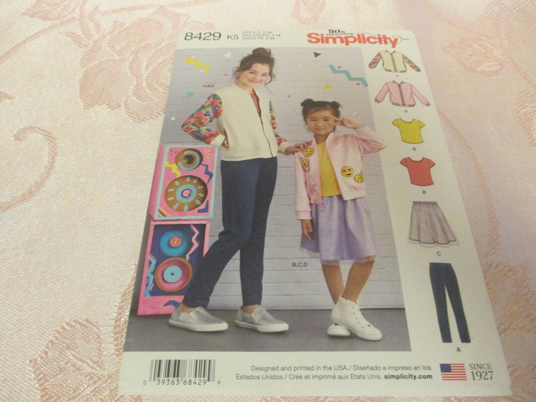 Simplicity Pattern 8429 Childs and Girls Bomber Jacket, Skirt, Knit ...