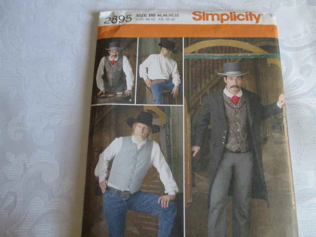 Simplicity Pattern 2895 - Men's Western Coat, Shirt, Vest - 4 Larger ...