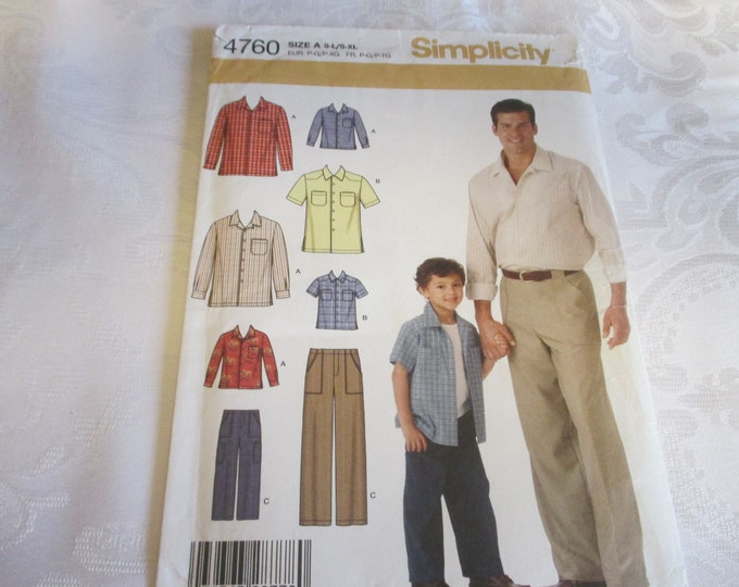 Simplicity Pattern 4760 Boys and Men's Pants and Shirt 3 Sizes - Etsy