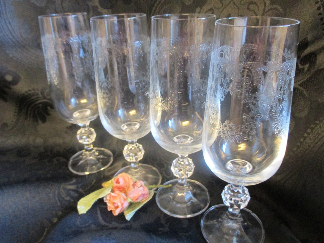 Bohemian Crystal - Claudia Cascade Champagne Glasses - Set of 4 - Etsy