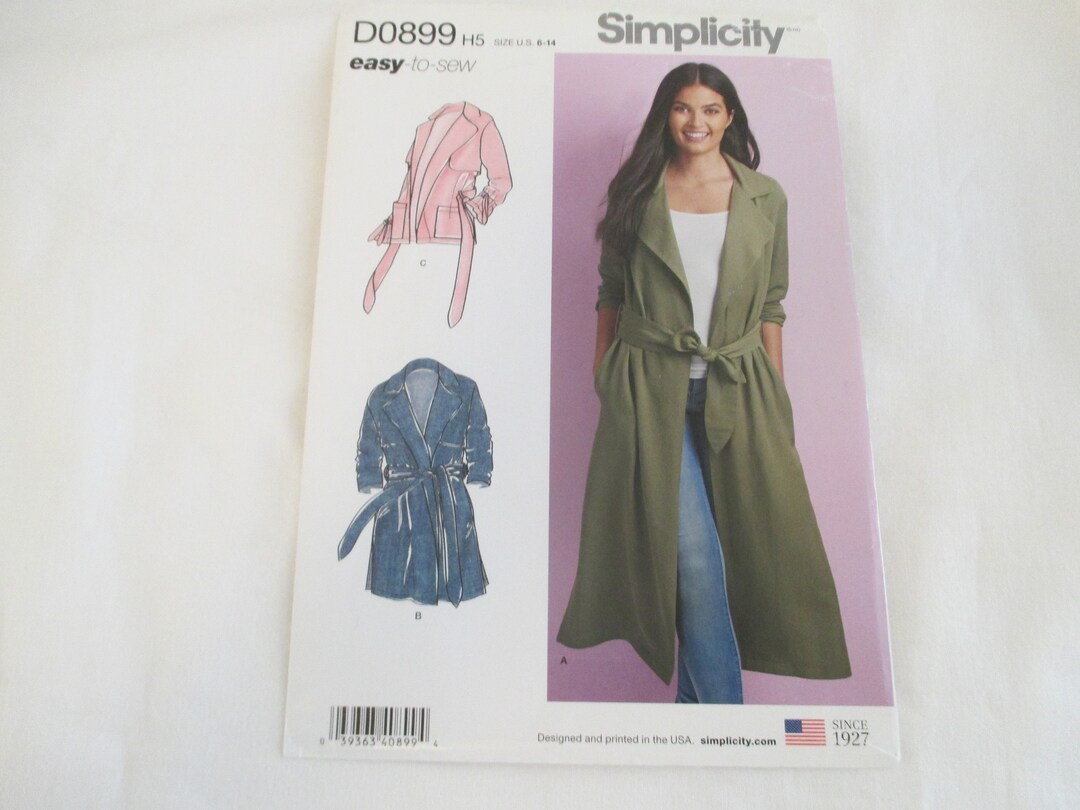 Simplicity Pattern D0899 -easy to Sew - Misses/petite Unlined Coat or ...