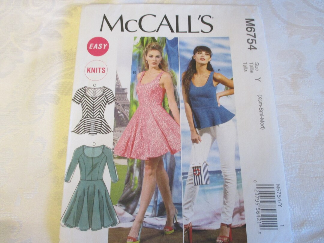 Mccalls Pattern M6754 - Misses Tops and Dresses - 3 Sizes - Etsy
