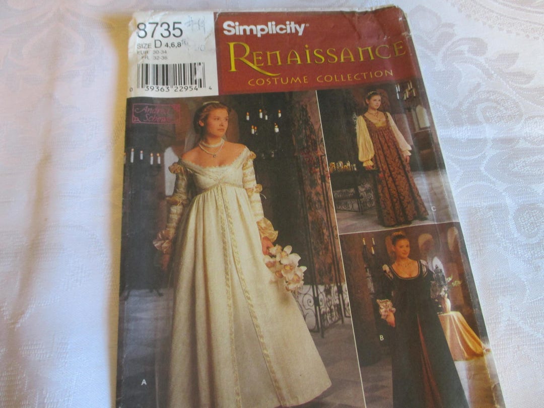 Simplicity Misses Renaissance Costume Pattern 8735 3 Sizes - Etsy