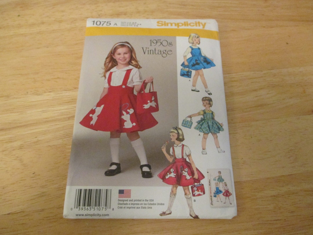 Simplicity Pattern 1075 - 1950's Vintage Childs Jumper, Skirt & Bag - Etsy