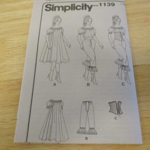 Simplicty Pattern #1139 - Fashion Historian - Misses Authentic Civil ...