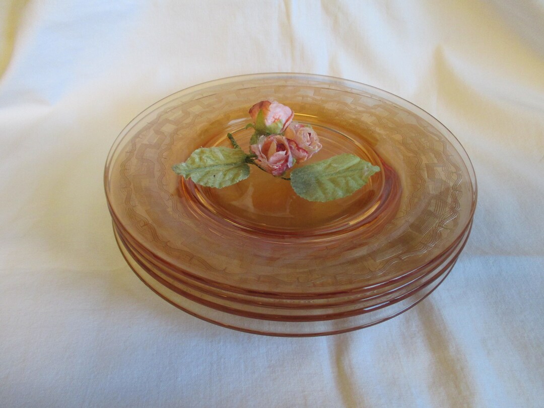 Fostoria Greek Amber Round Luncheon Plates Set of 4 - Etsy