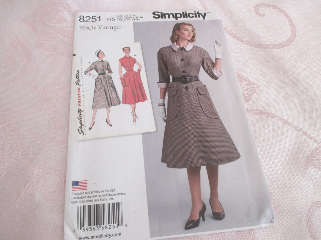 Simplicity Pattern #8251 One Piece Dress With Detachable Collar and ...