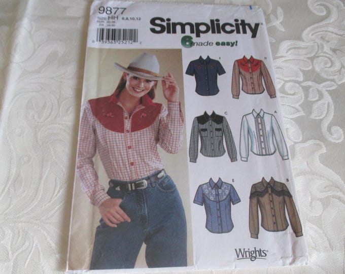 Simplicity Pattern 9877 - Misses Western Shirt - 4 Sizes - Etsy