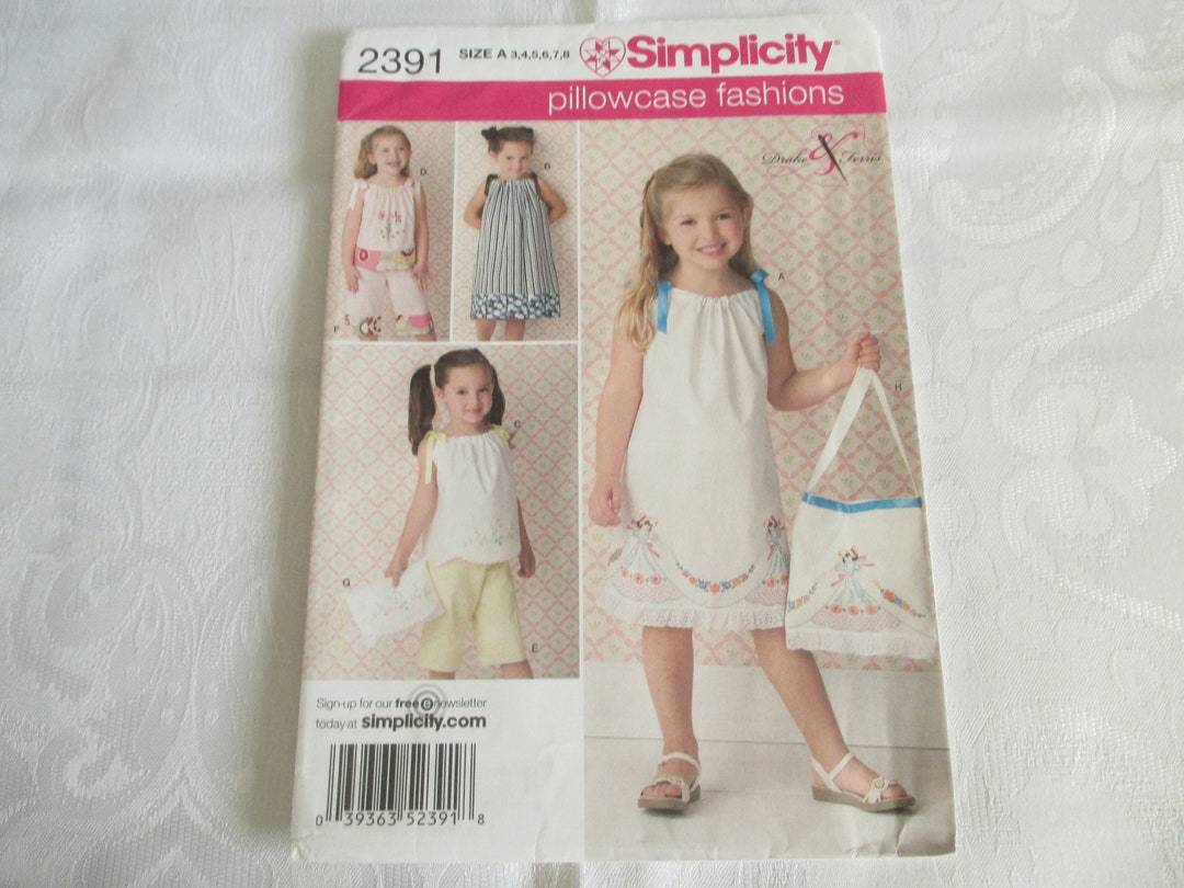 Simplicity Pattern 2391 Girls Dress, Top, Pants and Bag Pillowcase ...