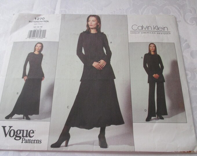 Vogue Designer Pattern 1270 - Calvin Klein- Misses Dress, Top, Skirt ...